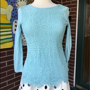 J. Crew | Tops | J Crew Crochet Long Sleeve Tee | Poshmark